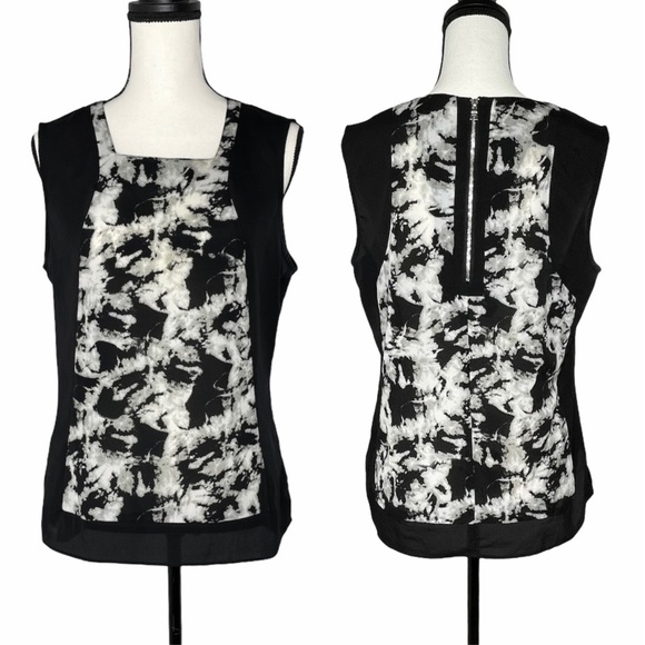 Cynthia Rowley | Tops | Cynthia Rowley Black White Marble Tank Blouse | Poshmark